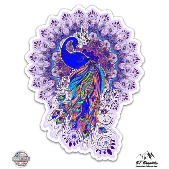 Bright Peacock - 3" Vinyl Sticker - For Car Laptop I-Pad Phone Helmet ...