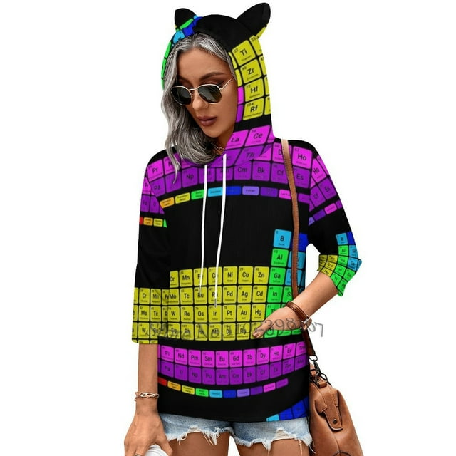 Bright Periodic Table Oversized Hoodie Women Drawstring Sweatshirts ...