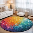 Bright Petals Round Living Room Rugs 4 ft, Abstract Colored Petals ...