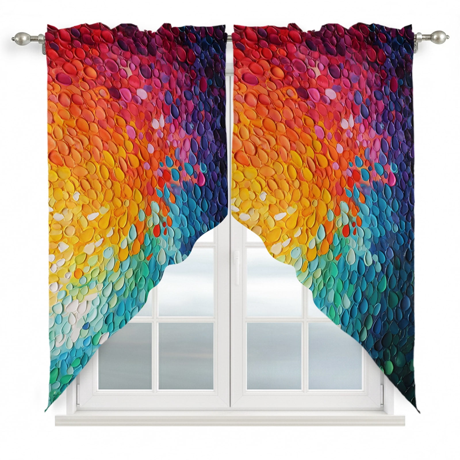 Bright Petals Swag Curtain Valance for Window 2 Panels Abstract Colored ...