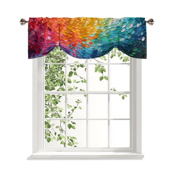 Bright Petals Tie Up Valances Curtain, Abstract Colored Petals Swirls ...