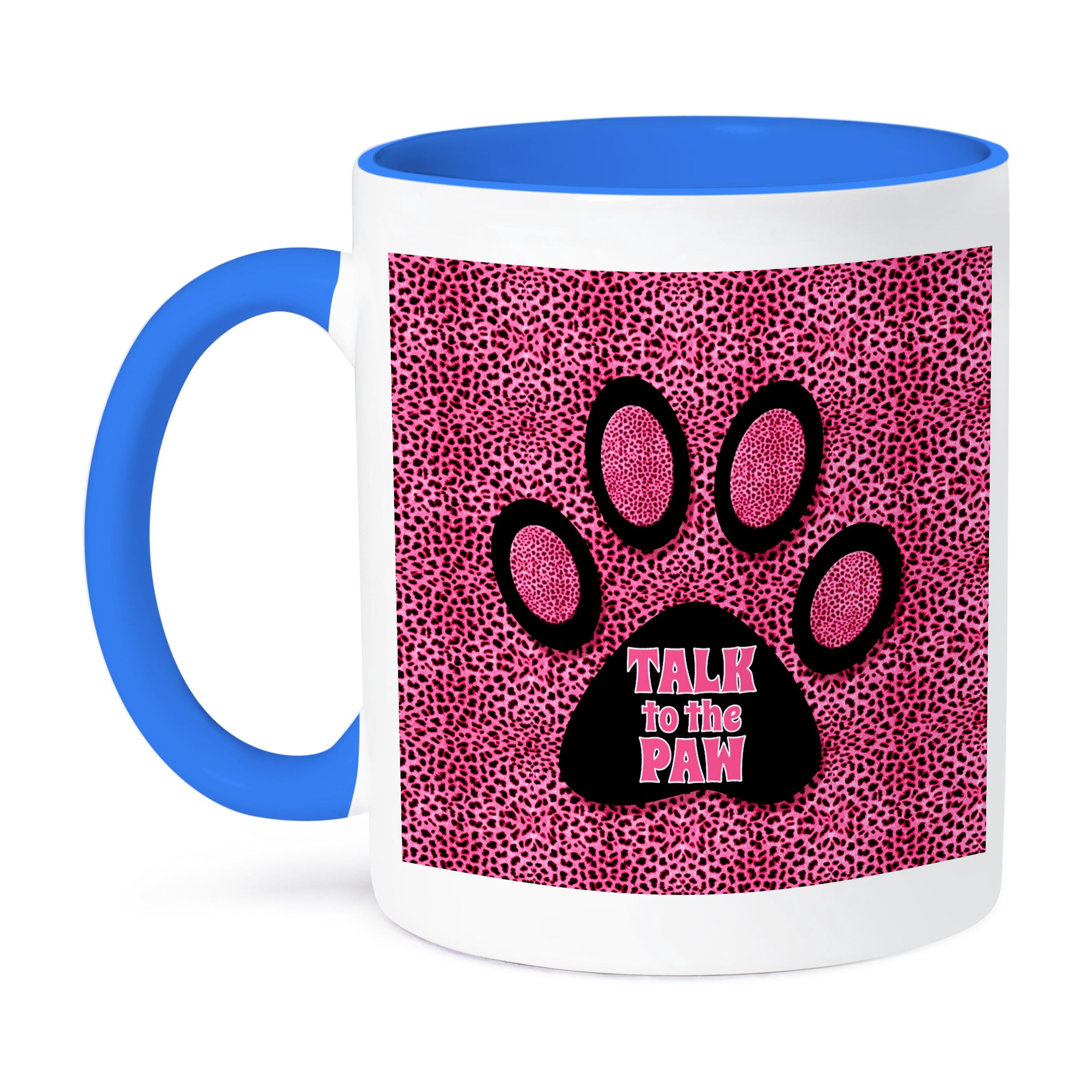 Bright Pink Cheetah Print Cat Paw Is Feminine And Funny, 11oz Two-Tone ...