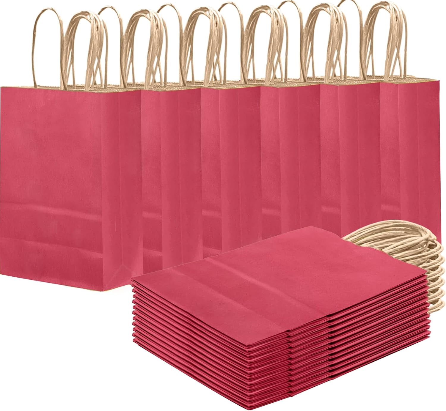 Bright Pink Gift Bag with Handles Bulk 24Pcs Paper Bags -8.3"x6"x3. 15 ...