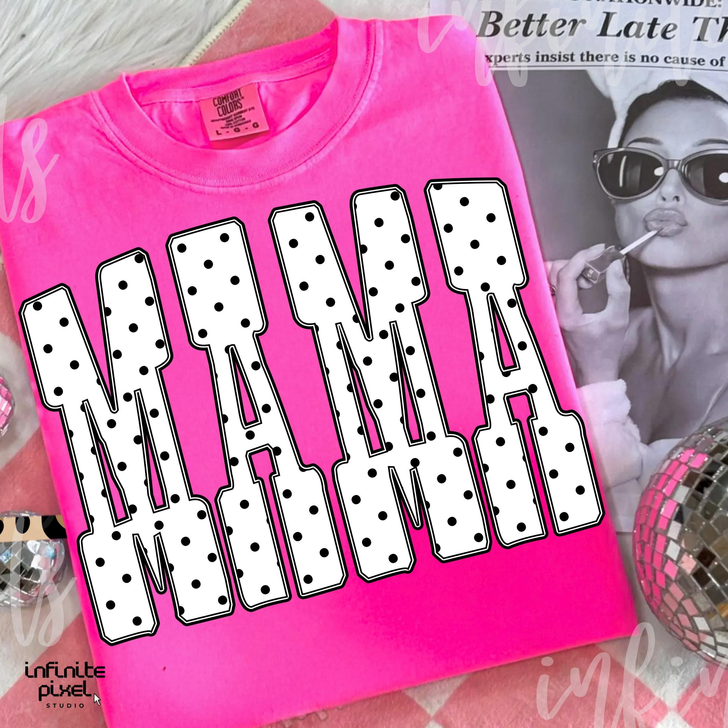 Bright Pink Mama Polka Dot Letter T-Shirt for Trendy Moms - Cute ...