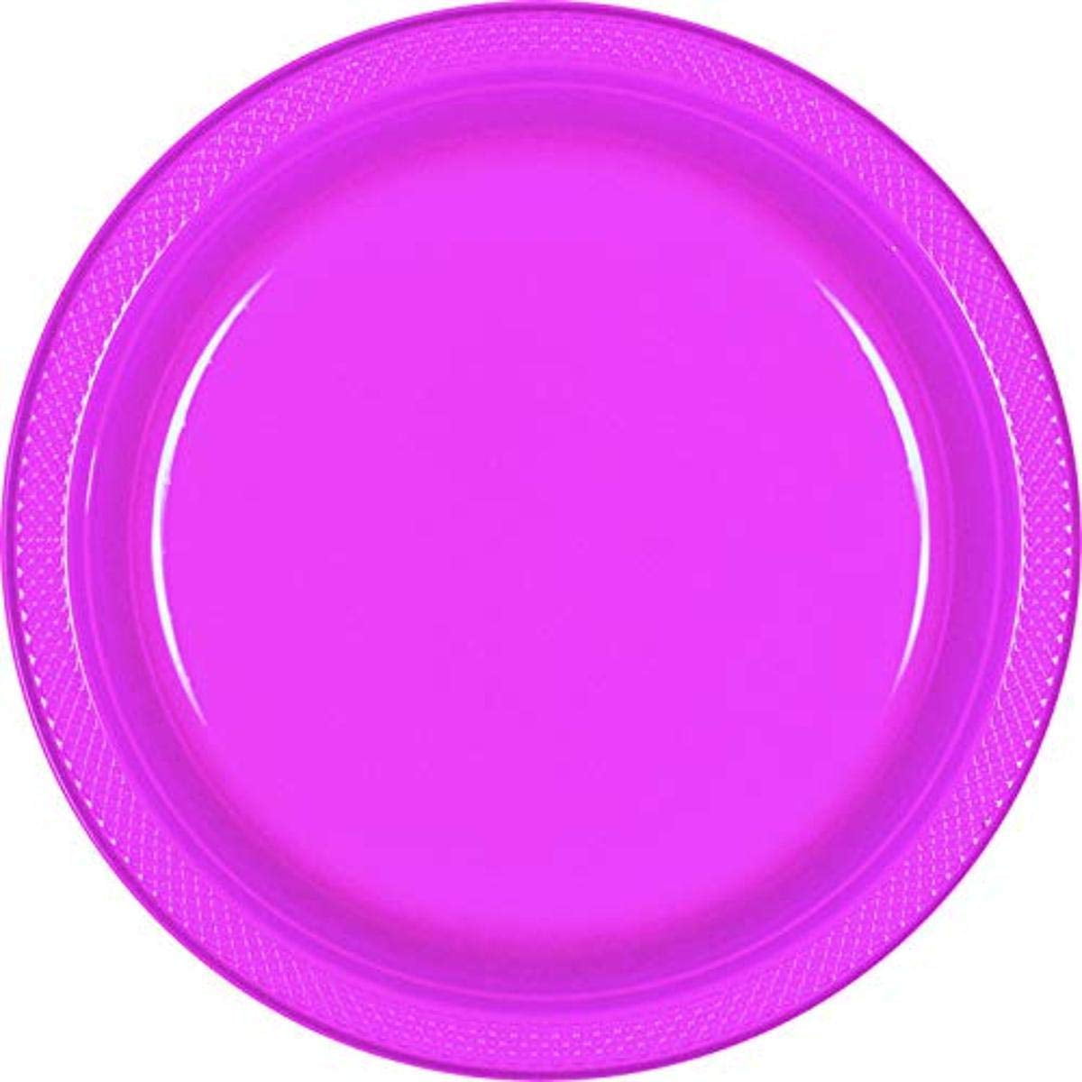 Amscan Round Dinner Plates, 10 1/4", Bright Pink - Walmart.com