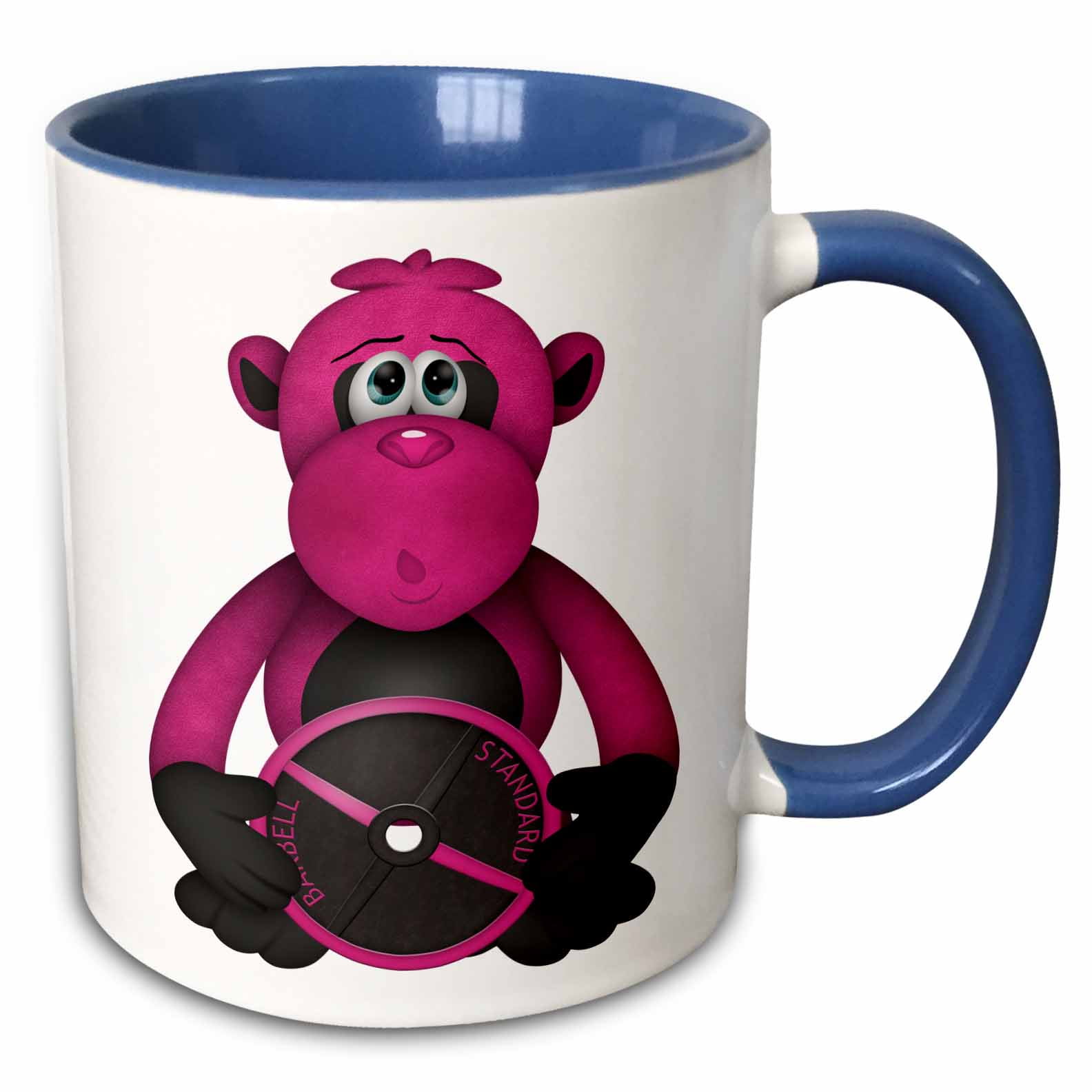 3drose, Bright Pink Weight Lifting Gorilla Illustration, 15oz Two-tone ...