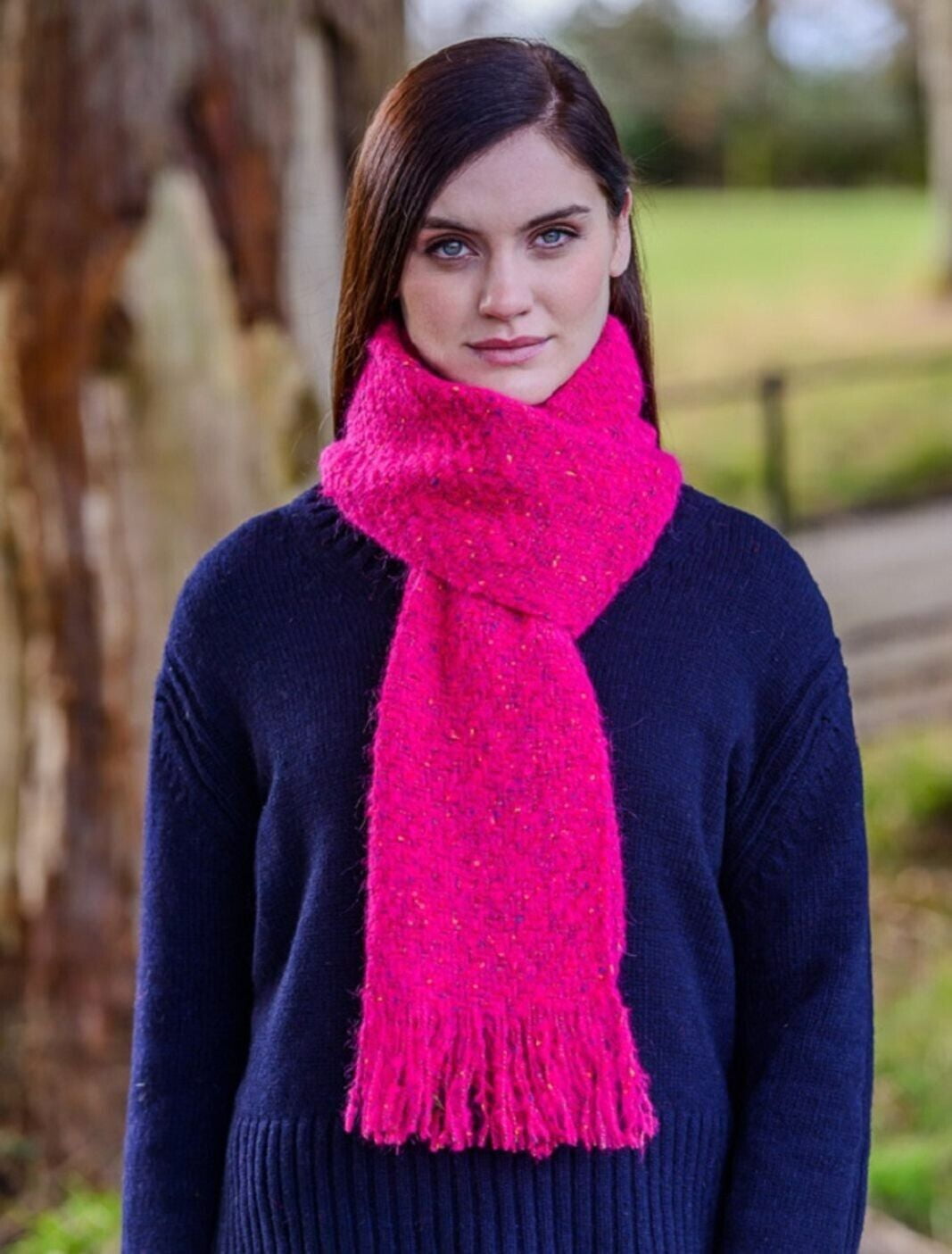 Bright Pink Winter Knit Kells Scarf For Women Made By Mucros Weavers ...