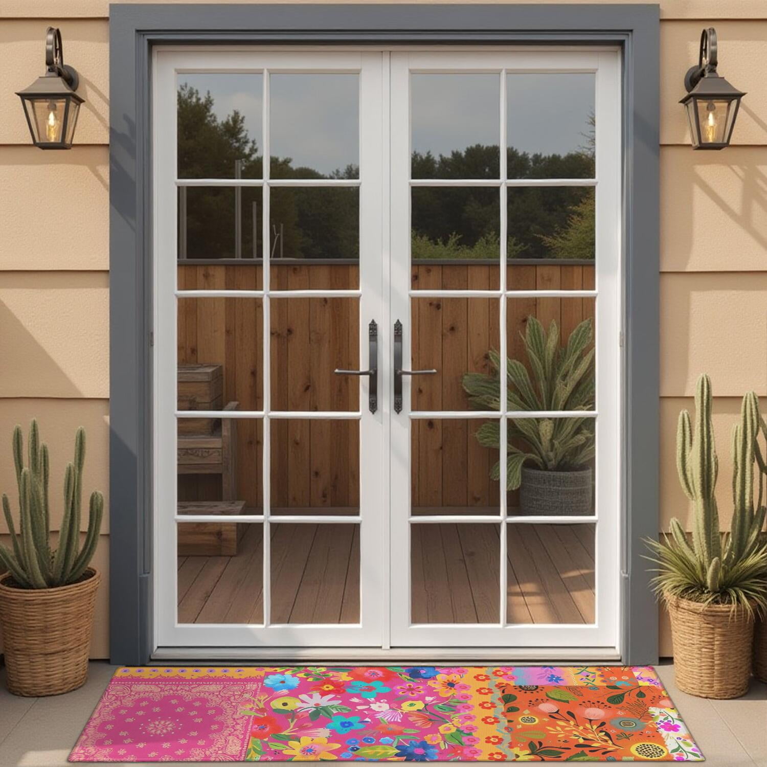 Bright Pioneer Flower Patchwork Door Rugs,Washable Non Slip Door Mats ...