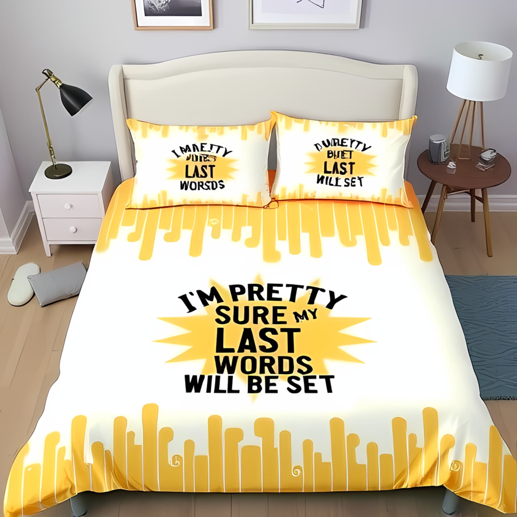 Bright & Playful 3-Piece Duvet Cover Set with Bold Typography - "I'M ...