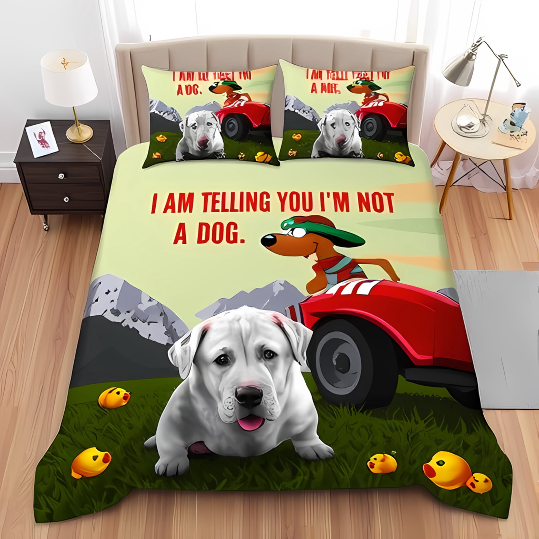 Bright & Playful 3-Piece Duvet Cover Set - Whimsical Cartoon Design ...
