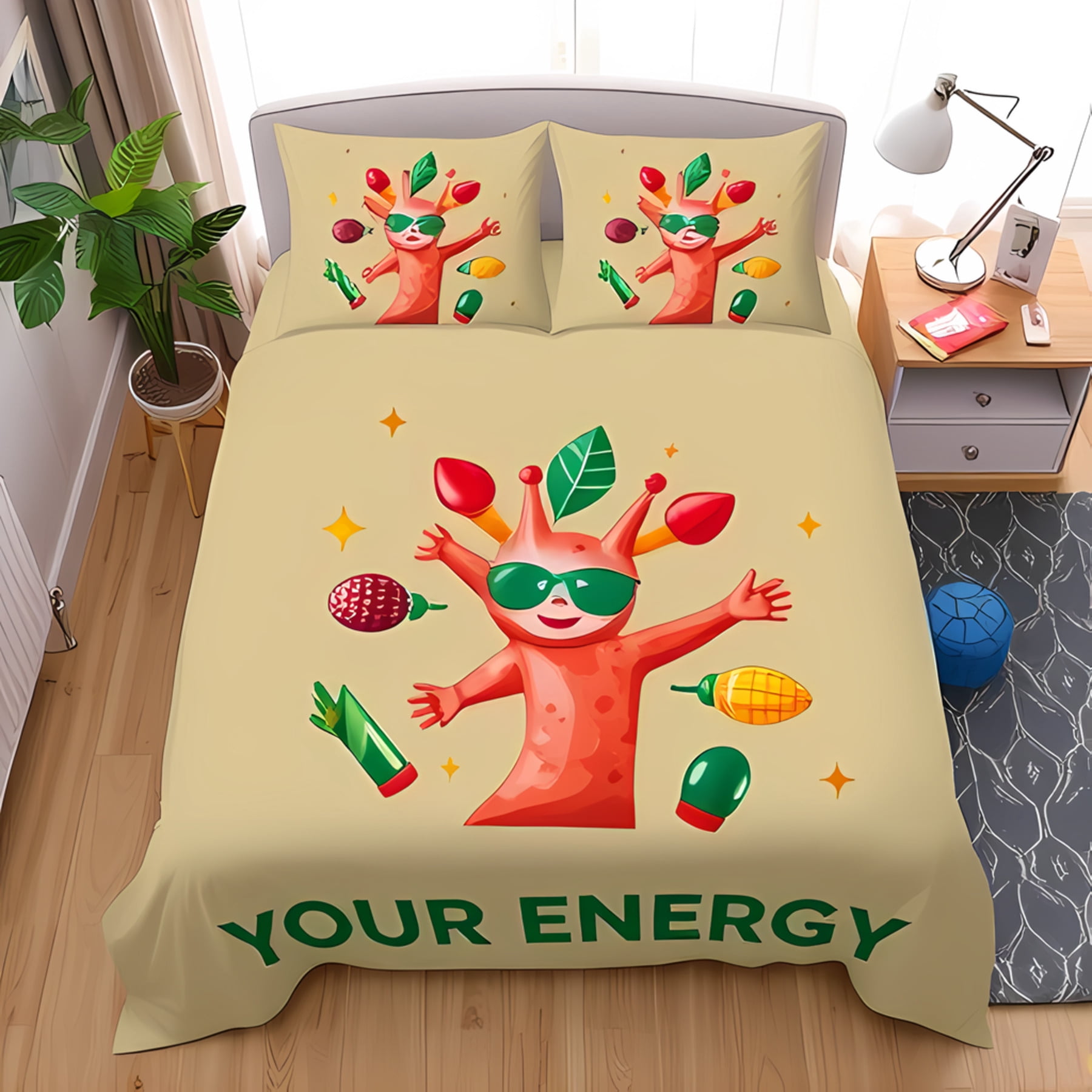 Bright & Playful 3-Piece Duvet Cover Set - Whimsical Character Design ...