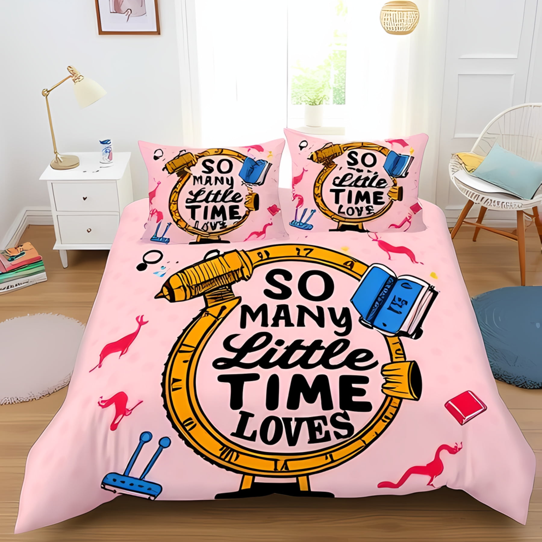 Bright & Playful 3-Piece Duvet Cover Set - Whimsical Pink Design with ...