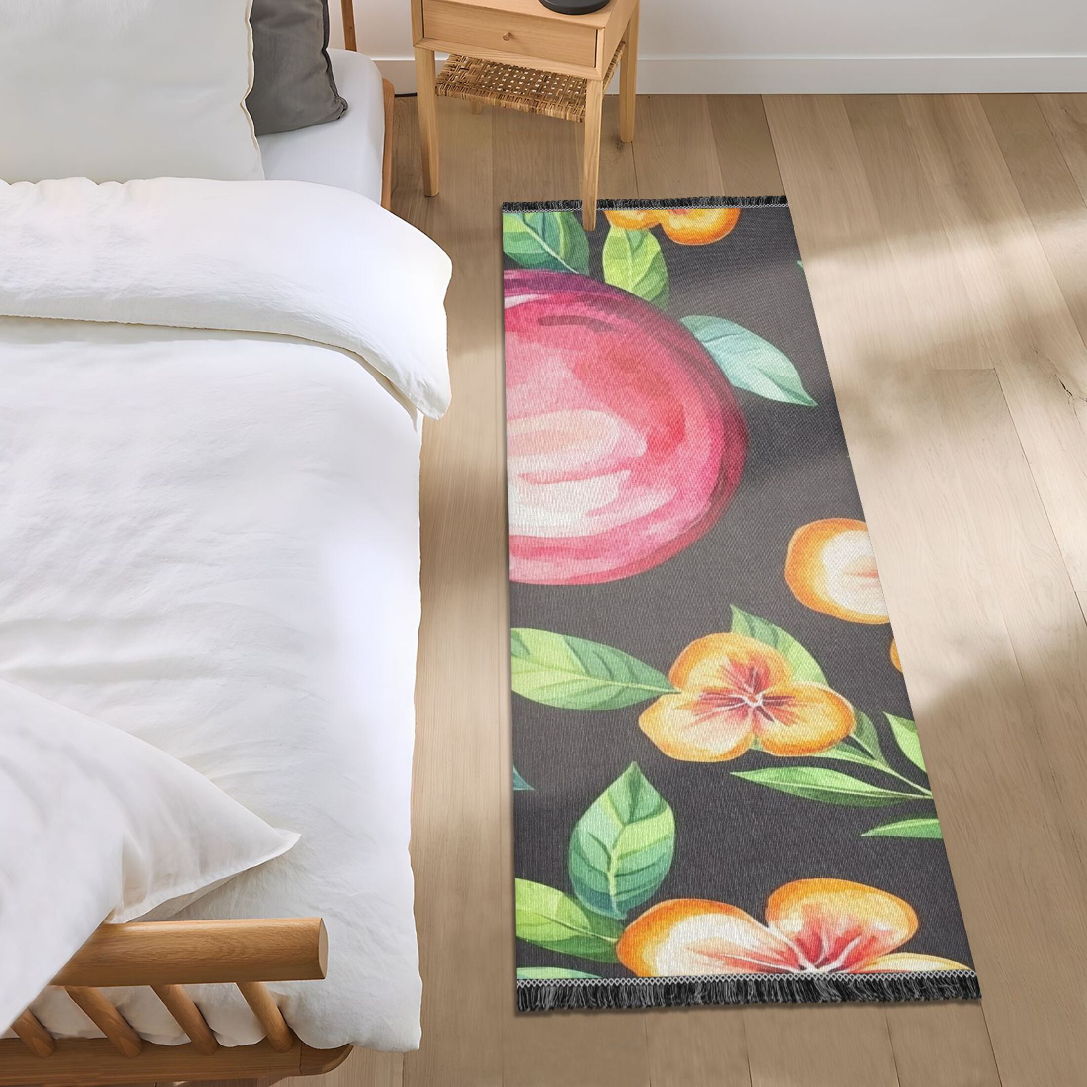 Bright Pomegranate Design Bedroom Runner Rug 2'x 6' Non Slip Carpet ...