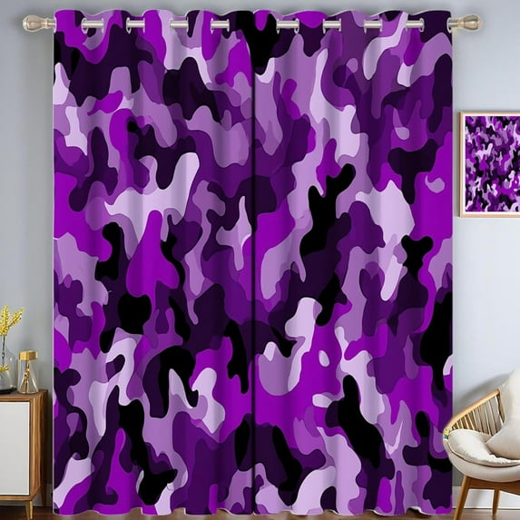 Bright Purple Curtains & Drapes, Grommet Abstract Design Purple ...