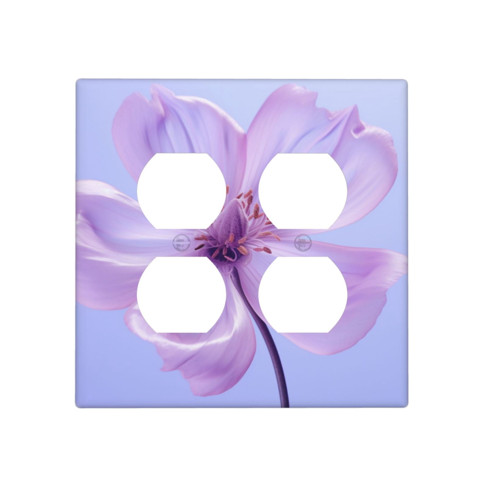 Bright Purple Flower Switch Cover Decorative Wall Plate / 2-Gang 2 ...