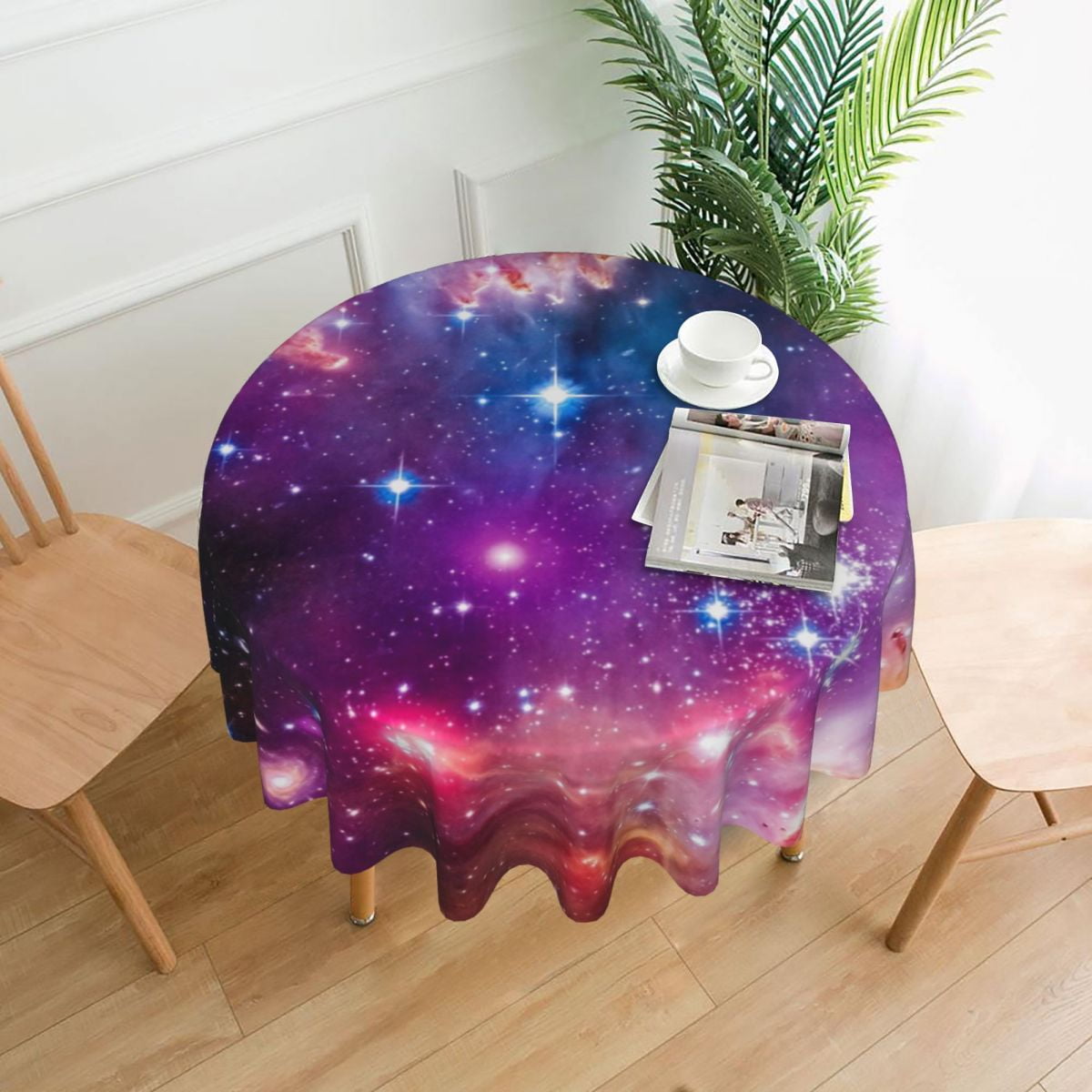 Bright Purple Galaxy Space Round Tablecloth Starry Sky Design Table ...