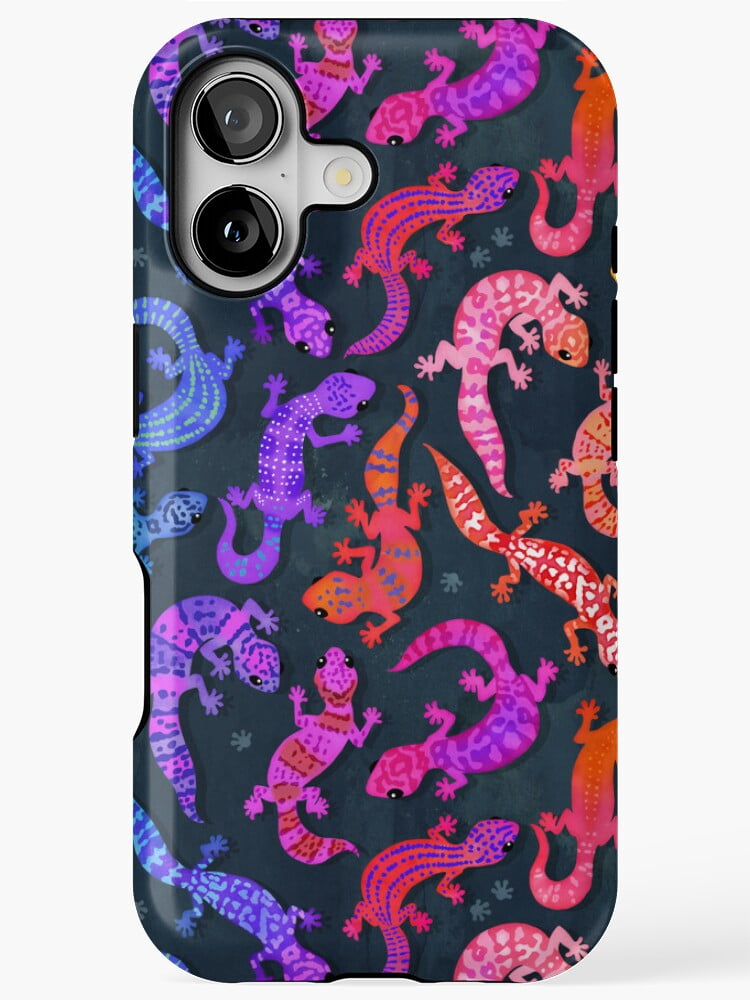 Bright Rainbow Geckos Colorful Lizard Art For iPhone 11-17 Pro Max ...