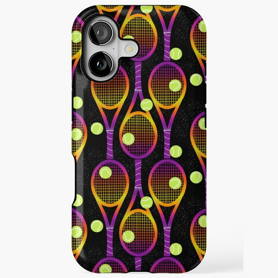 Bright Rainbow Tennis Rackets Colorful Pattern Graphic iPhone Case 17 ...