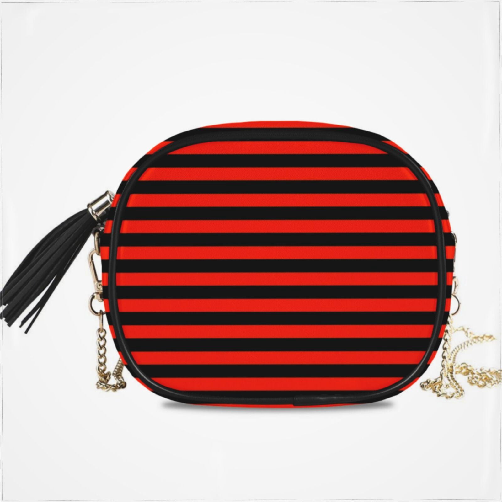 Bright Red And Black Horizontal Stripes Women'S Vintage Crossbody Bag ...