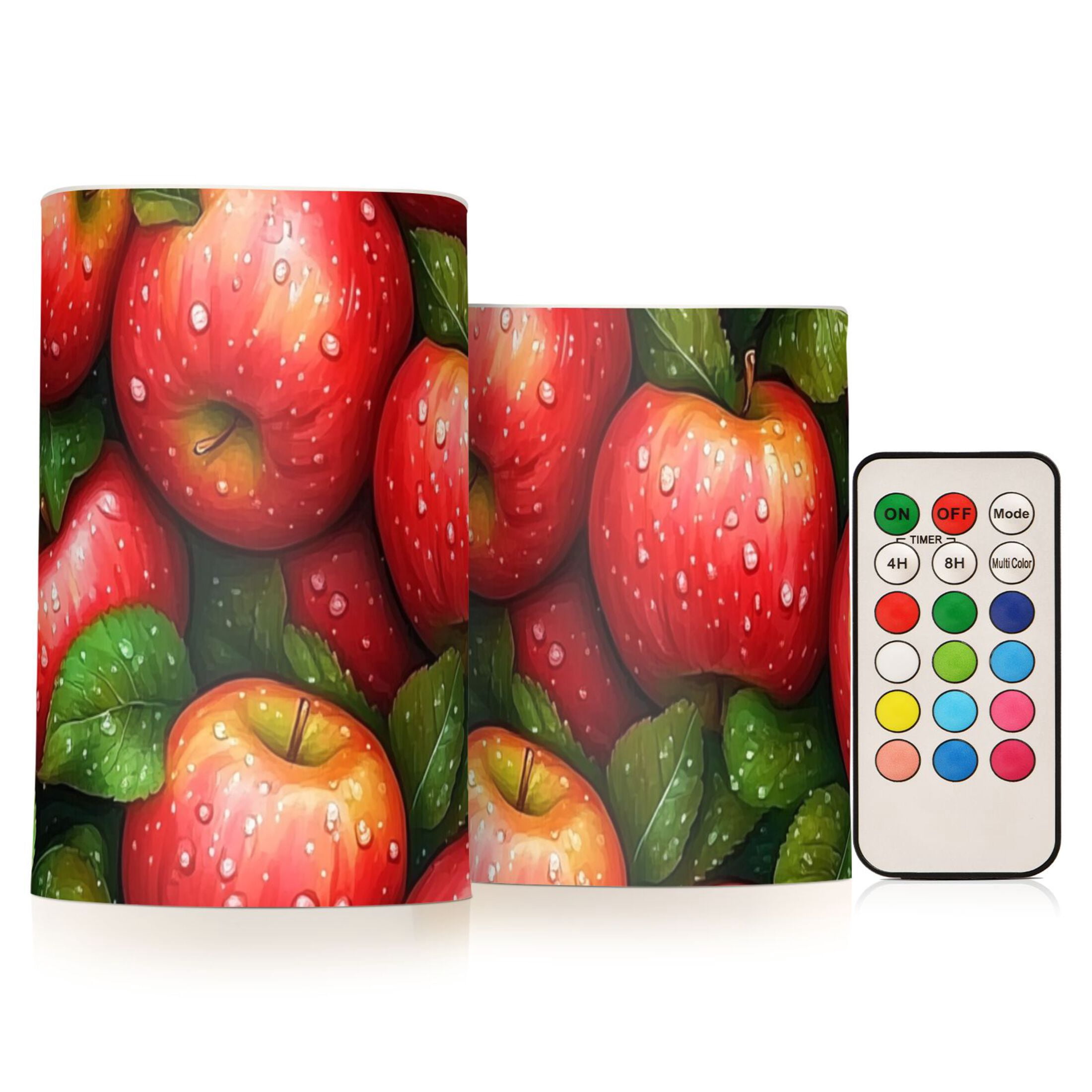 Bright Red Apple Flickering Flameless Candles Battery Operated with ...