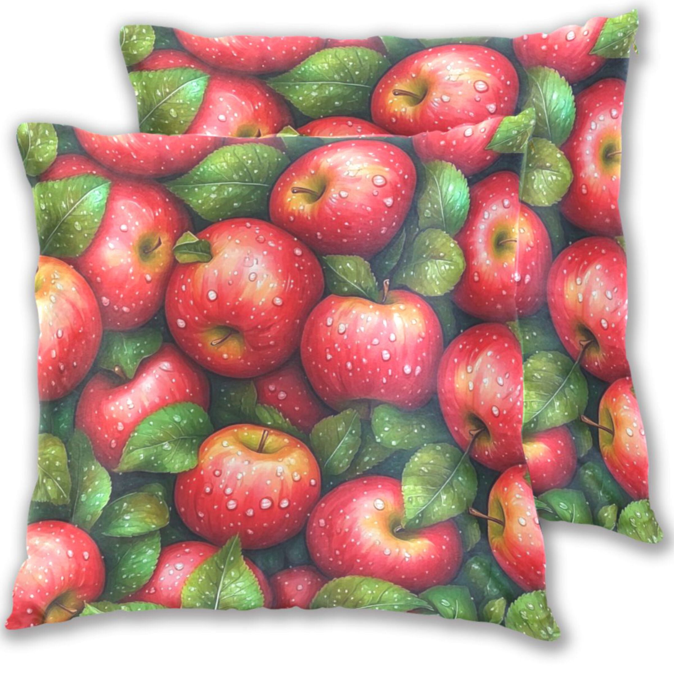 Bright Red Apple Throw Pillow Covers 16x16 Inch 2 Packs Decorative ...