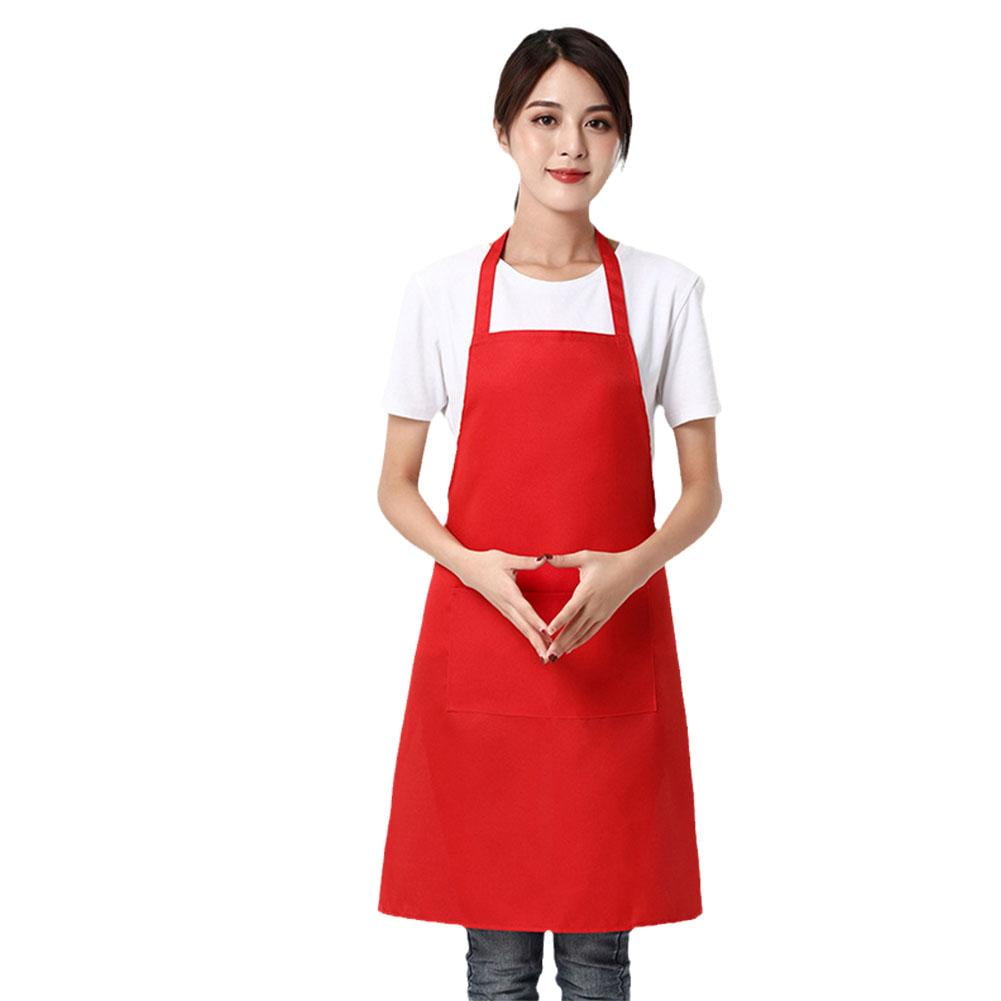 Bright Red Apron Sleeveless Waist Apron Kitchen Non-Fading Work Clothes ...
