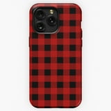 Bright Red Buffalo Plaid Classic Style iPhone Case 17 16 15 14 13 12 11 ...