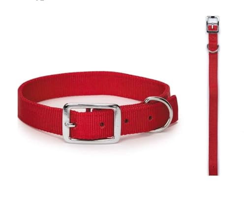 Bright Red Dog Collars Double Thick Nylon Strong Metal Buckle Heavy ...