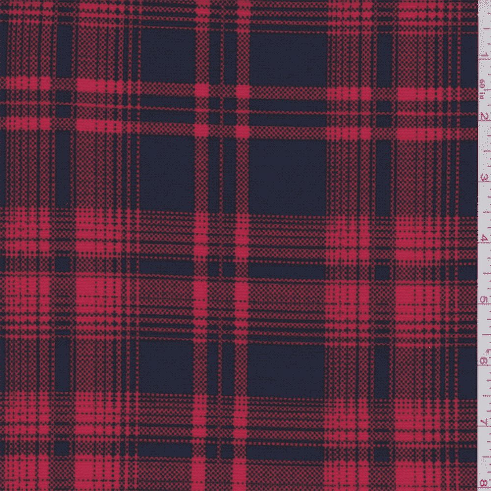 Bright Red/Navy Plaid Double Knit, Fabric Sold By the Yard - Walmart.com