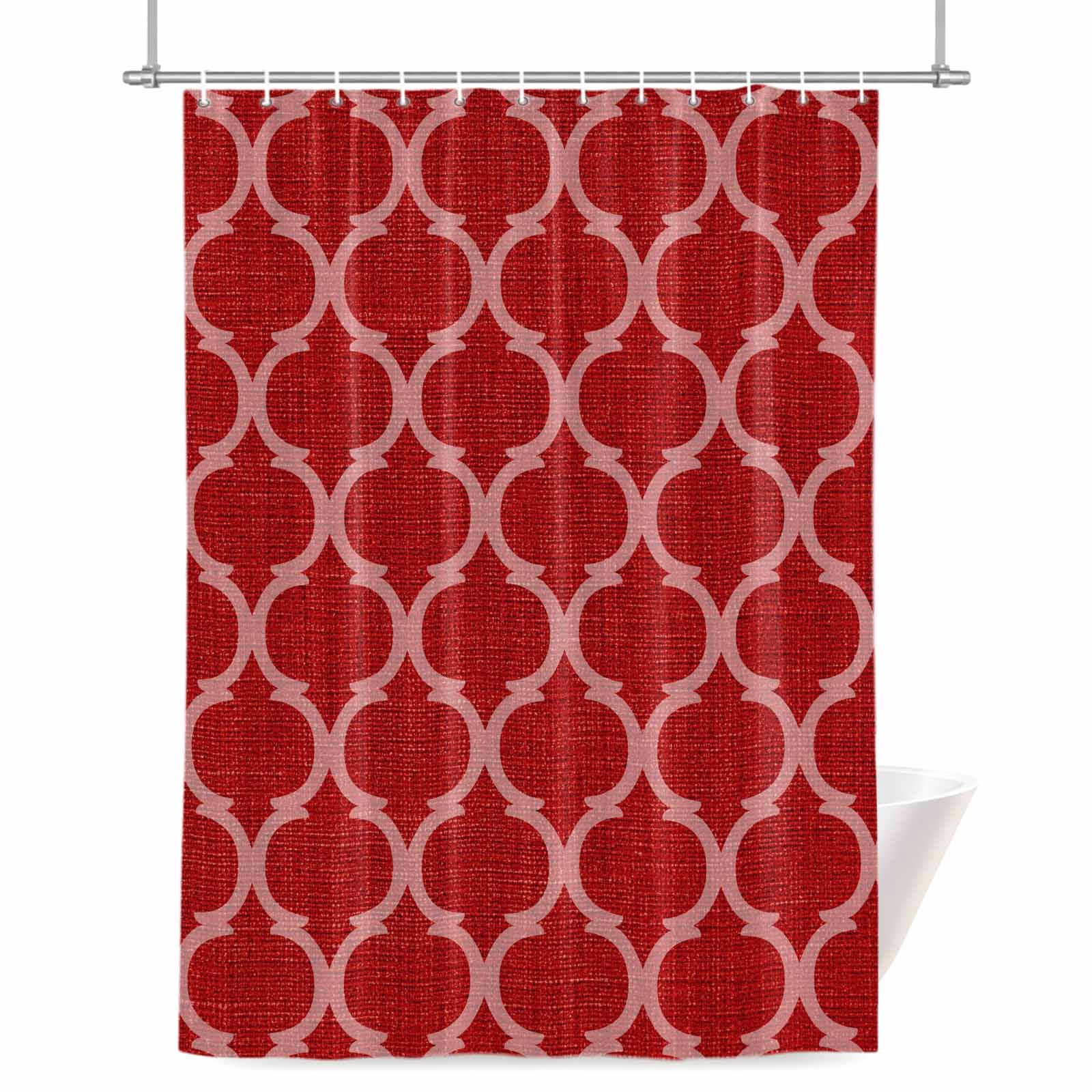 Bright Red Plaid Shower Curtains for Bathroom, Retro Country Moroccan ...