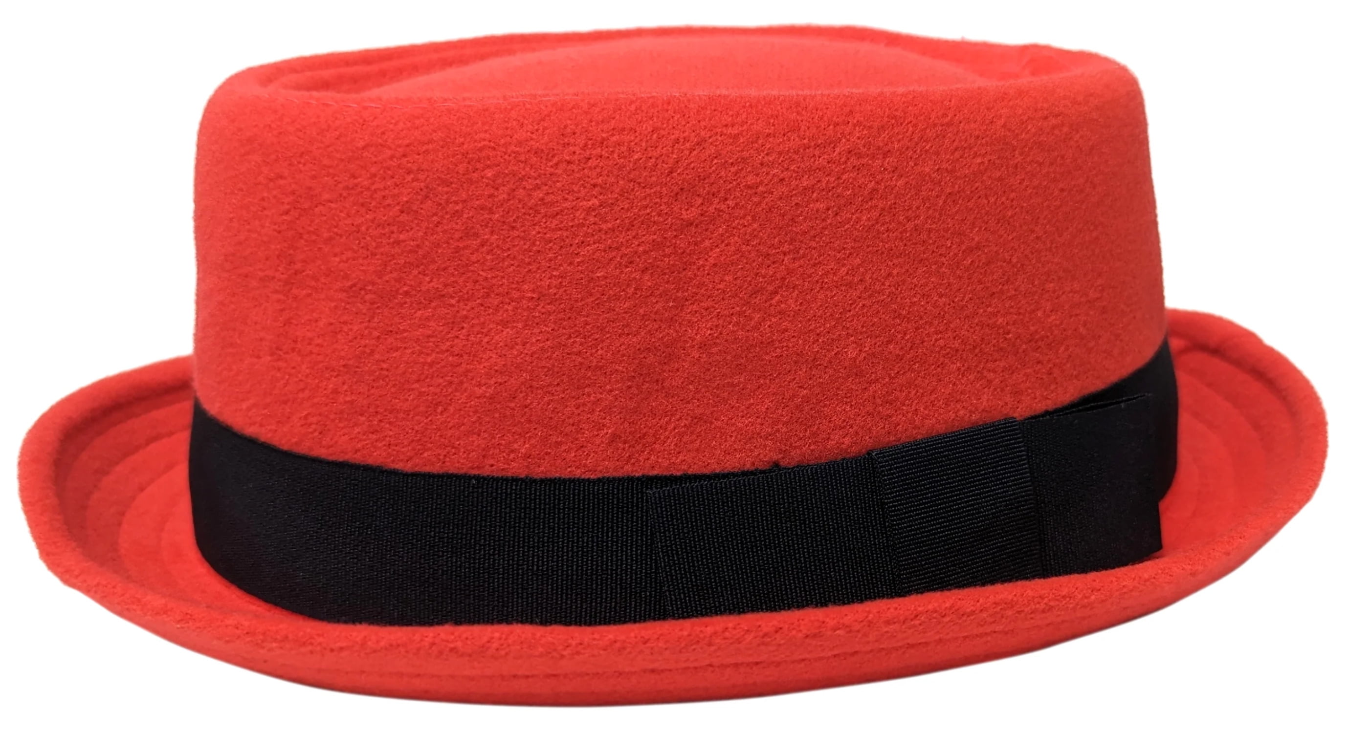 Bright Red Porkpie Pork Pie Upturn Short Brim Wool Blend Hat - Walmart.com