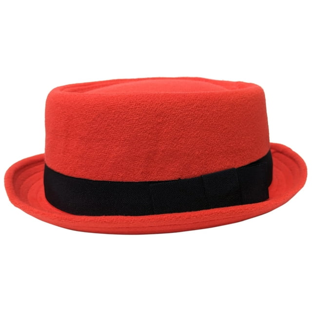 Bright Red Porkpie Pork Pie Upturn Short Brim Wool Blend Hat - Walmart.com