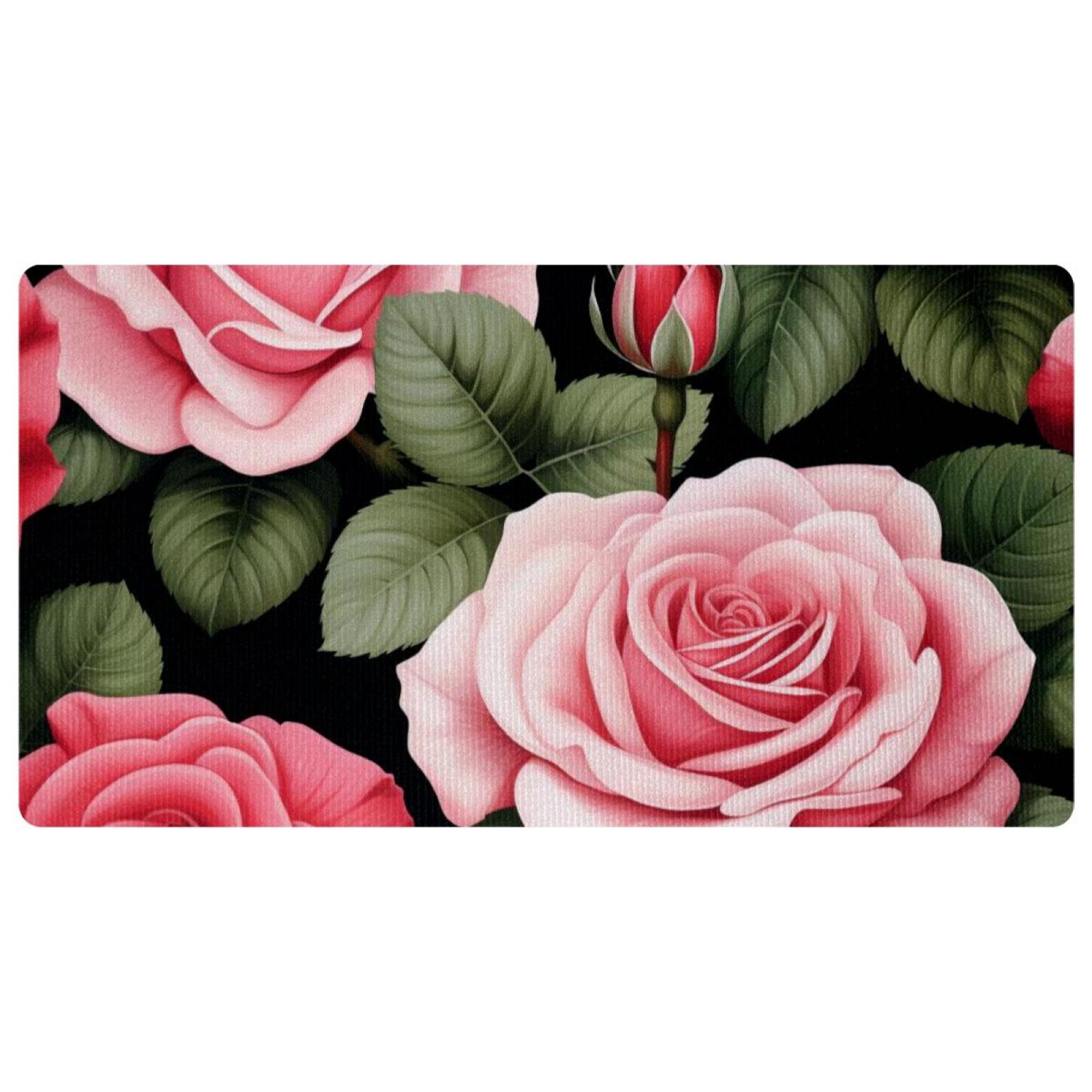 Bright Red Roses Kitchen Mat,Cushioned Anti Fatigue Waterproof Kitchen ...