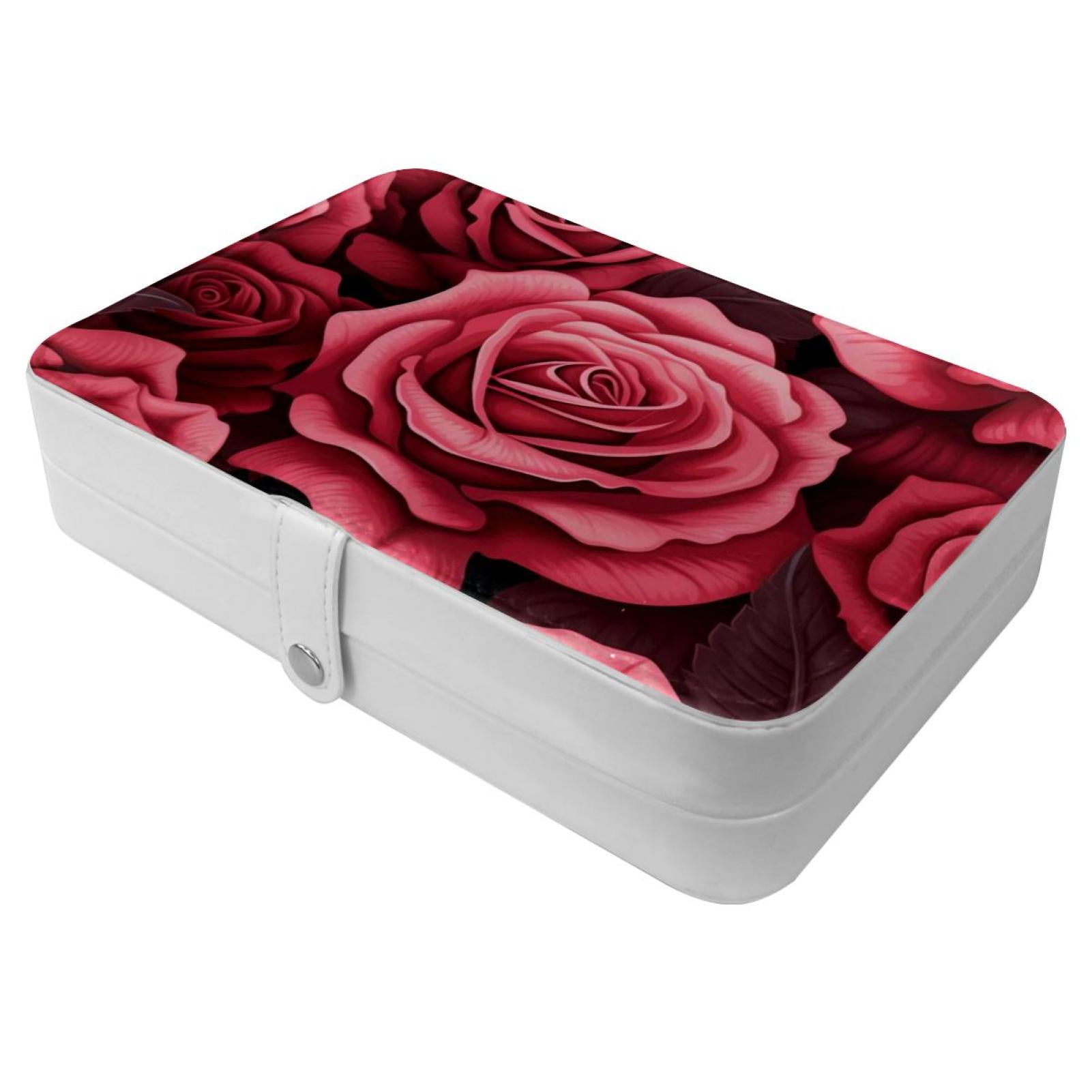 Bright Red Roses Travel Jewelry Box - Your Portable Treasure Chest for ...
