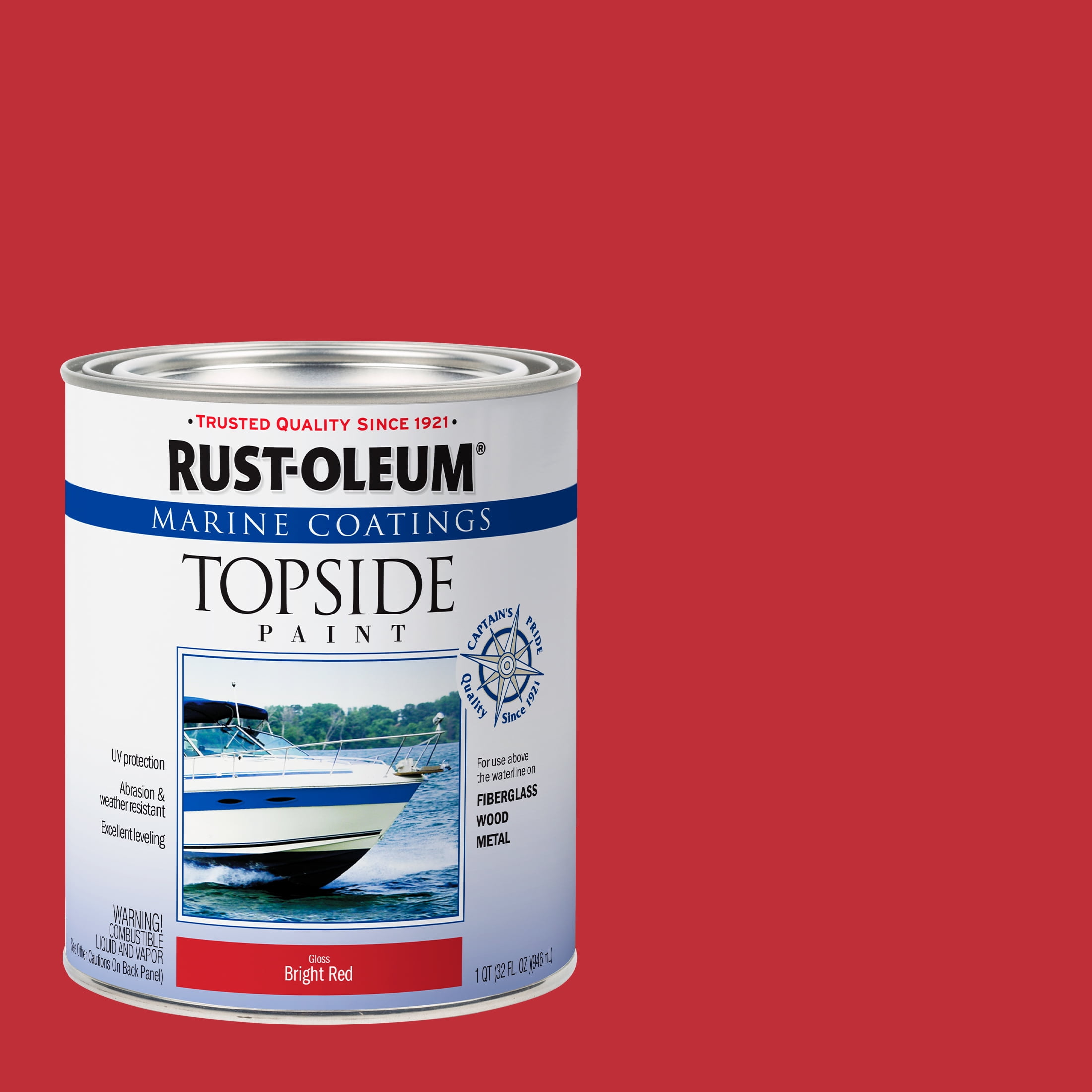 Rust-Oleum Marine Coatings Topside Gloss Boat Paint, Bright Red ...