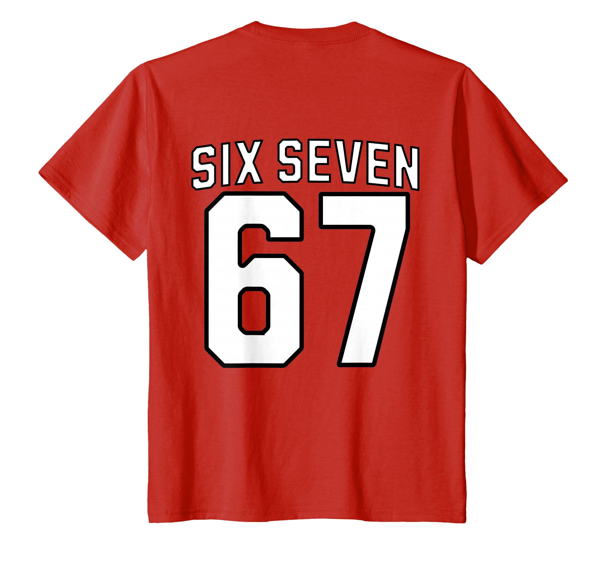 Bright Red Six Seven Meme 67 Sports Jersey T-Shirt for Active Wear and ...