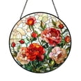 Bright Round Flower Garden Stained Glass Style Suncatcher Window Decor ...