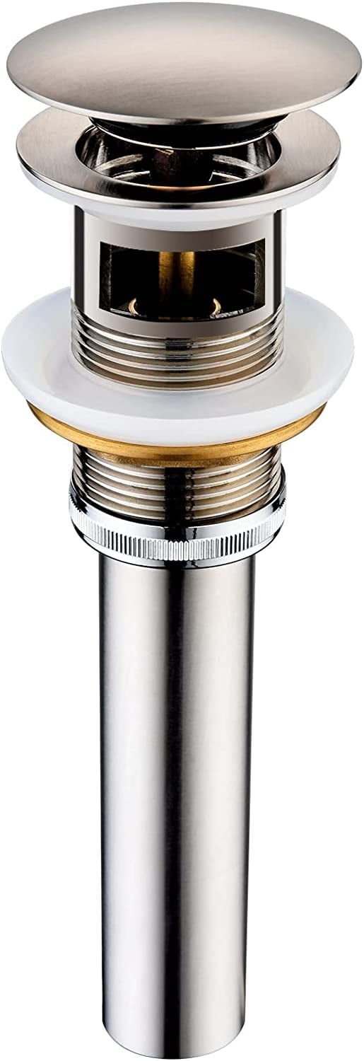 Bright Showers Stainless Steel Sink Drain with Overflow Bathroom Push ...