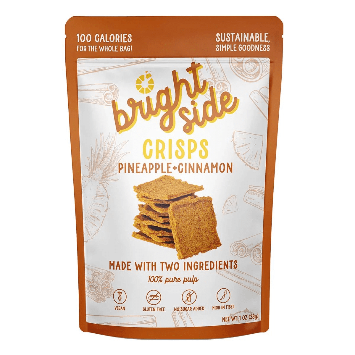 Bright Side Crisps Pineapple Cinnamon Vegan Gluten-Free 1 oz - Walmart.com