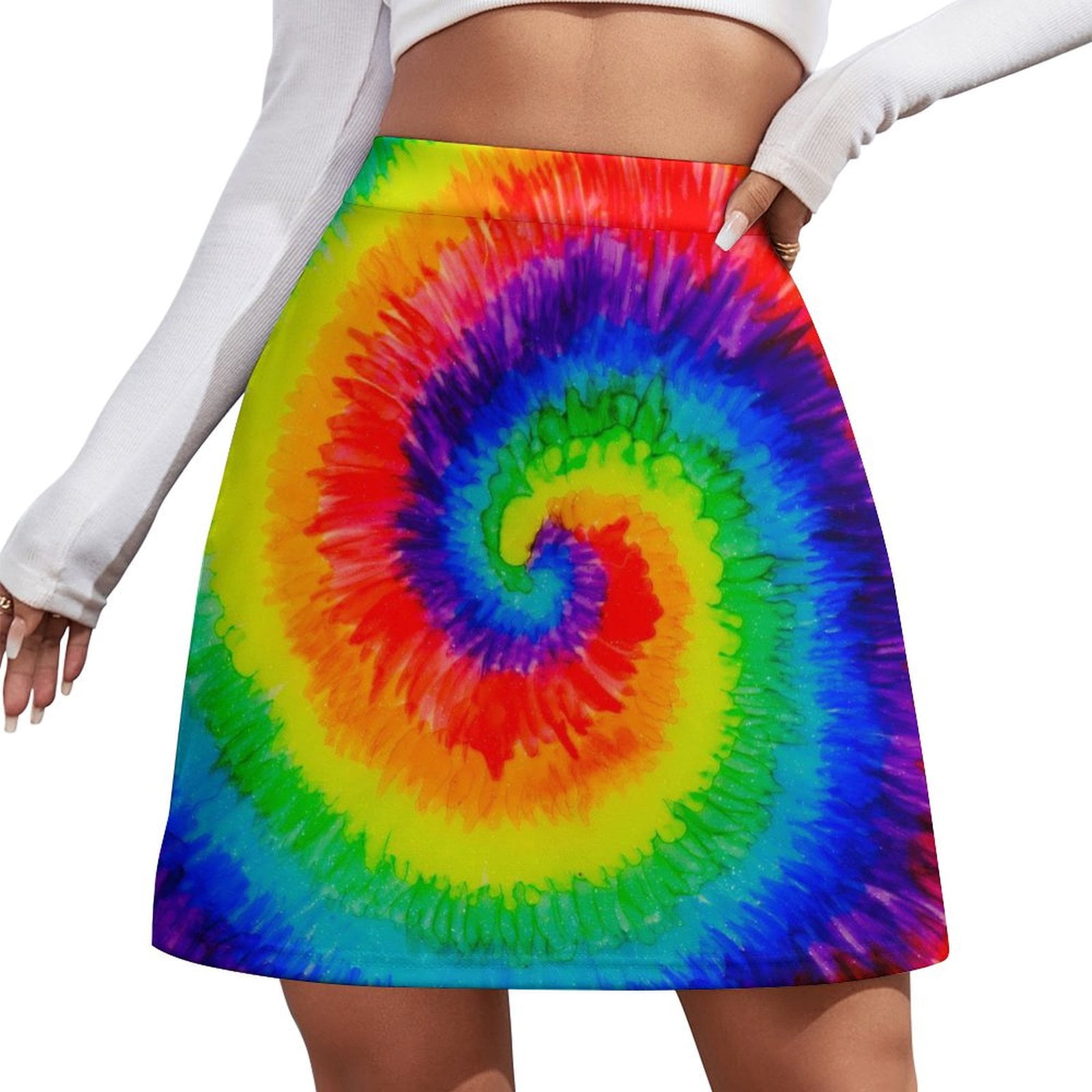 Bright Skirt Women Abstract Art Kawaii Mini Skirts High Waist Custom ...