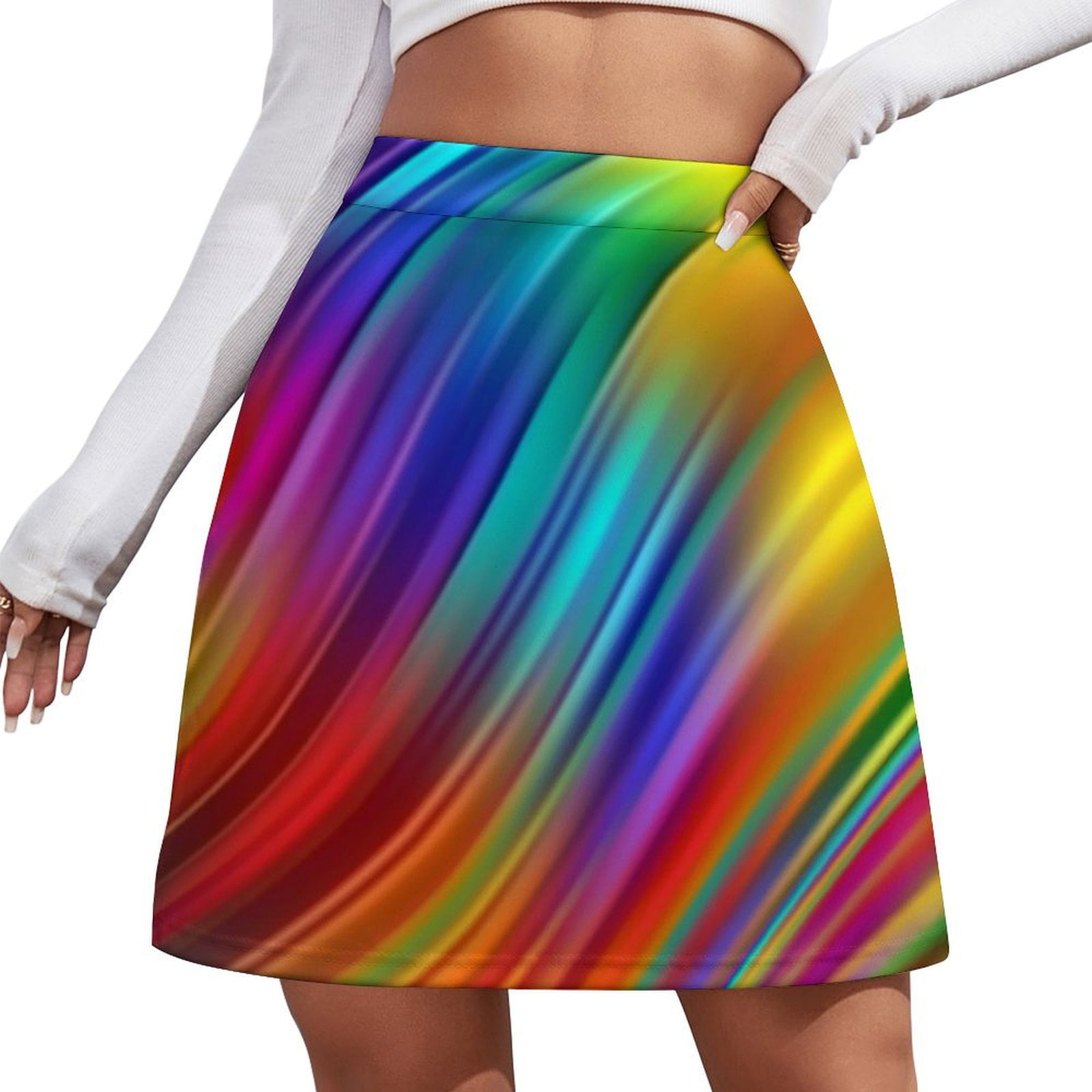 Bright Skirt Women Abstract Art Kawaii Mini Skirts High Waist Custom ...