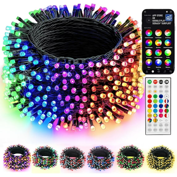 Bright Smart Color Changing Christmas Lights, 66FT 200 LED RGB String ...