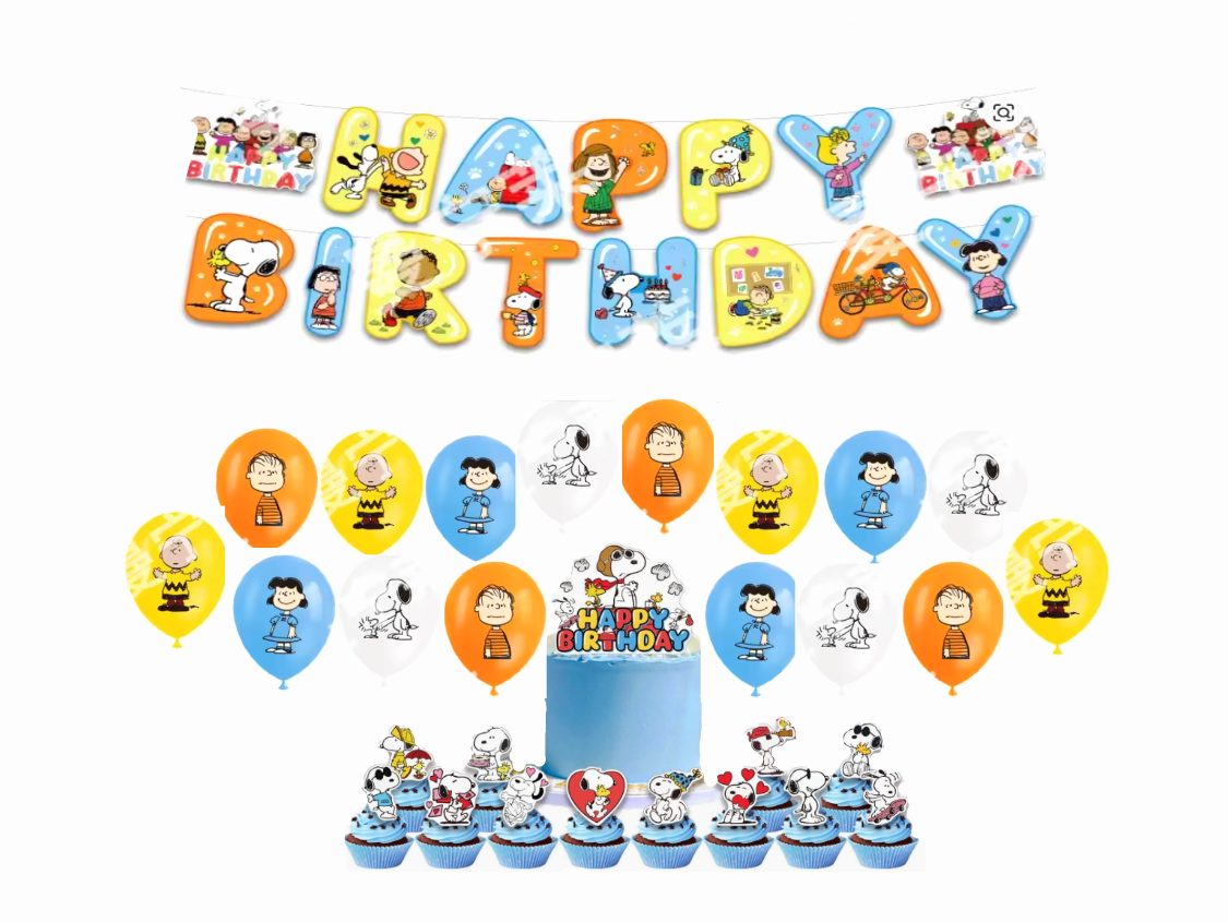 Bright* Snoopy Theme Birthday Party Supplies Decoration - Set of ...