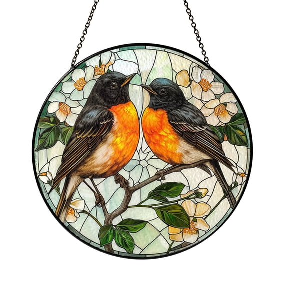 Bright Songbird Illustration Stained Glass Window Decor - Walmart.com
