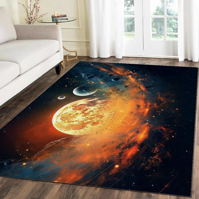 Bright Space Planet Area Rugs, Gorgeous Starry Sky 3D Print Carpet ...