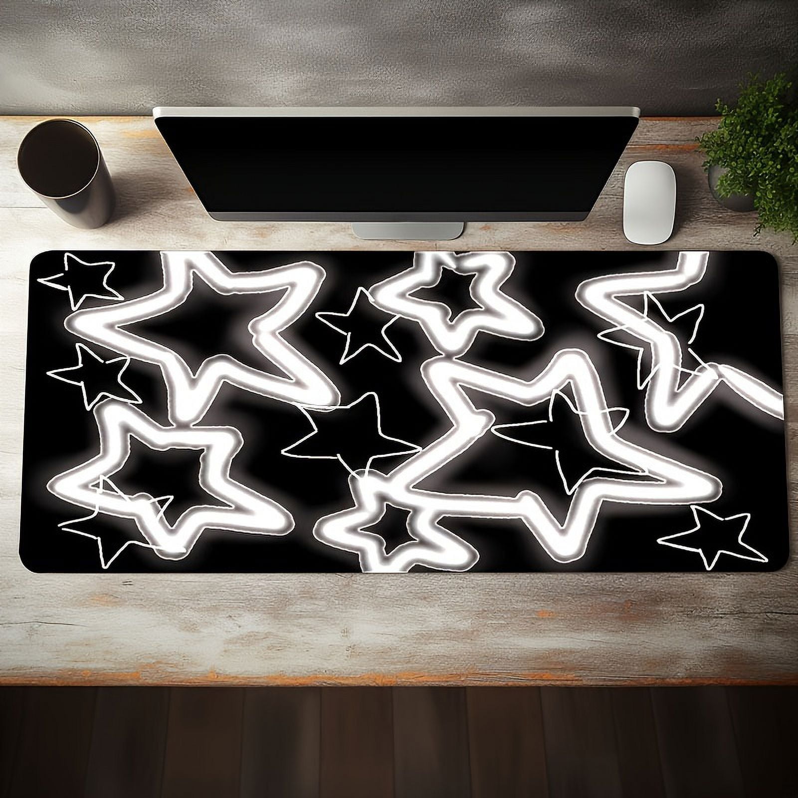 Bright Star Black And White Mouse Pad, Long Non-slip Waterproof Mouse ...