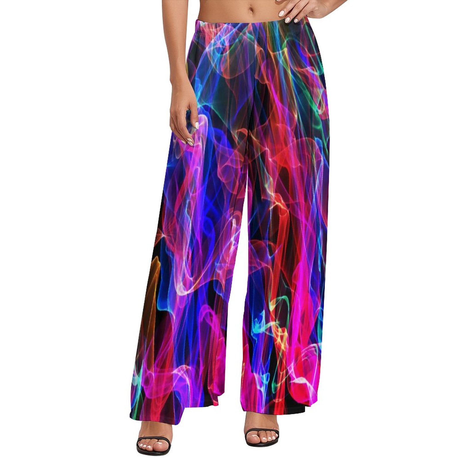 Bright Straight Pants Unique Colorful Swirl Modern Wide Pants Woman ...