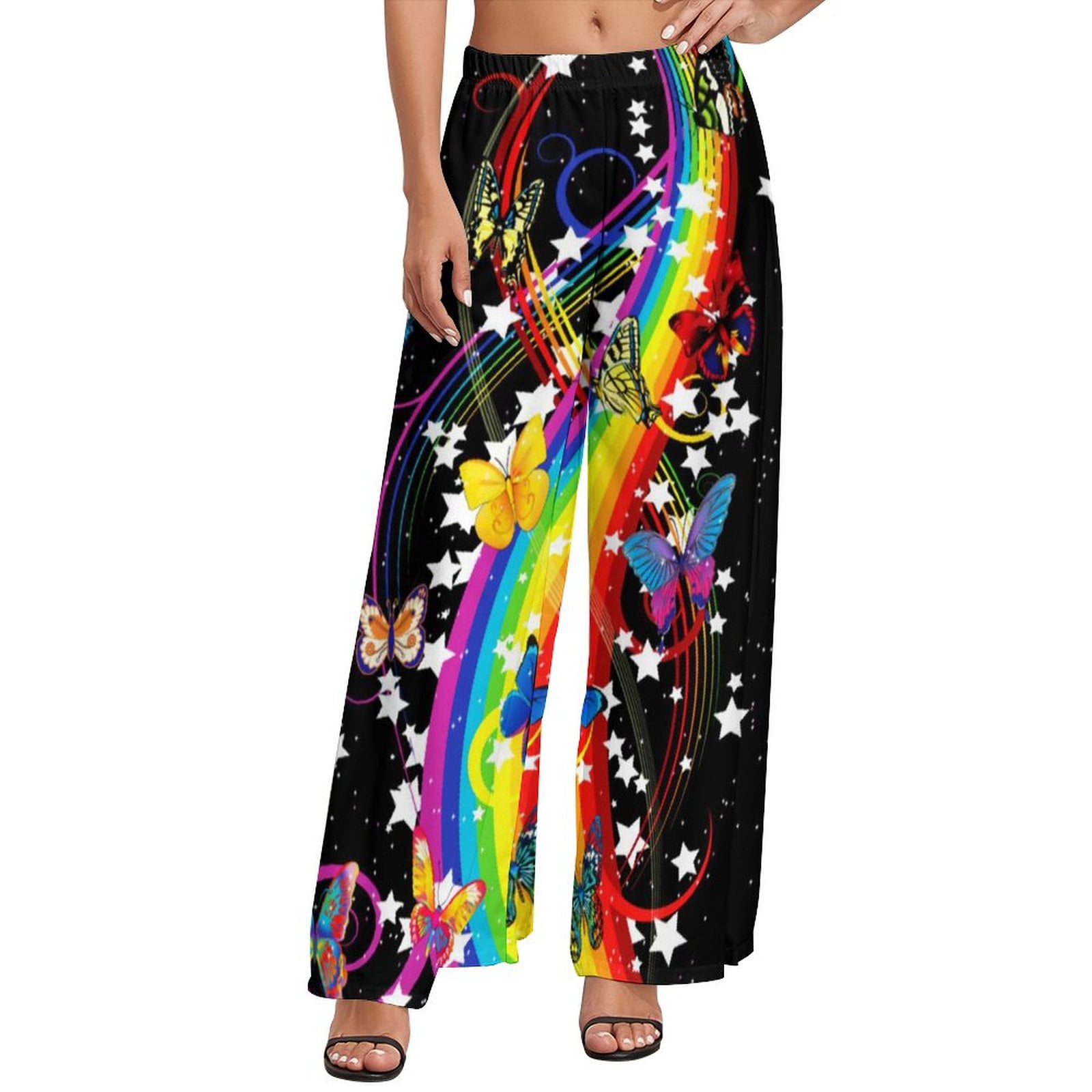 Bright Straight Pants Unique Colorful Swirl Modern Wide Pants Woman ...