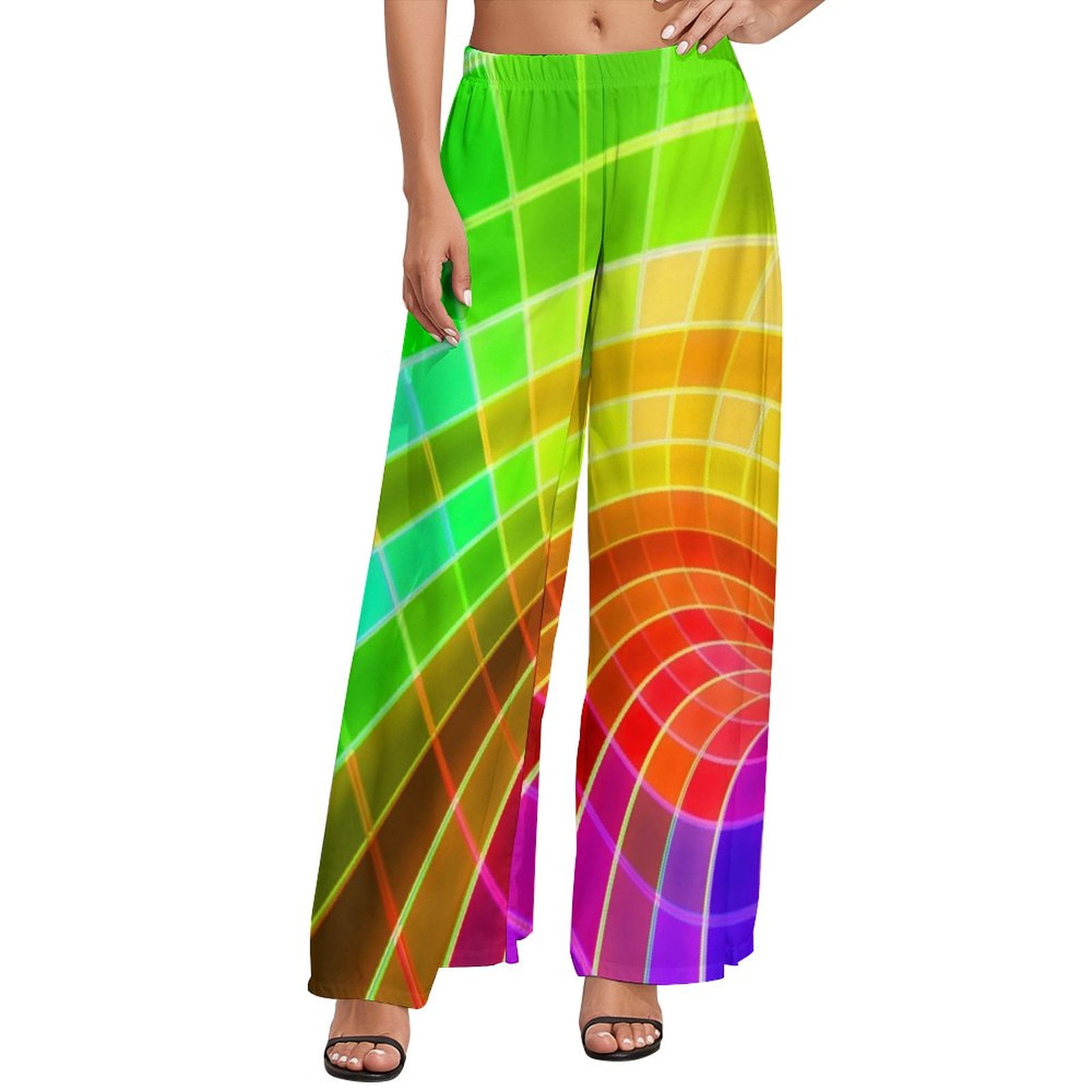 Bright Straight Pants Unique Colorful Swirl Modern Wide Pants Woman ...