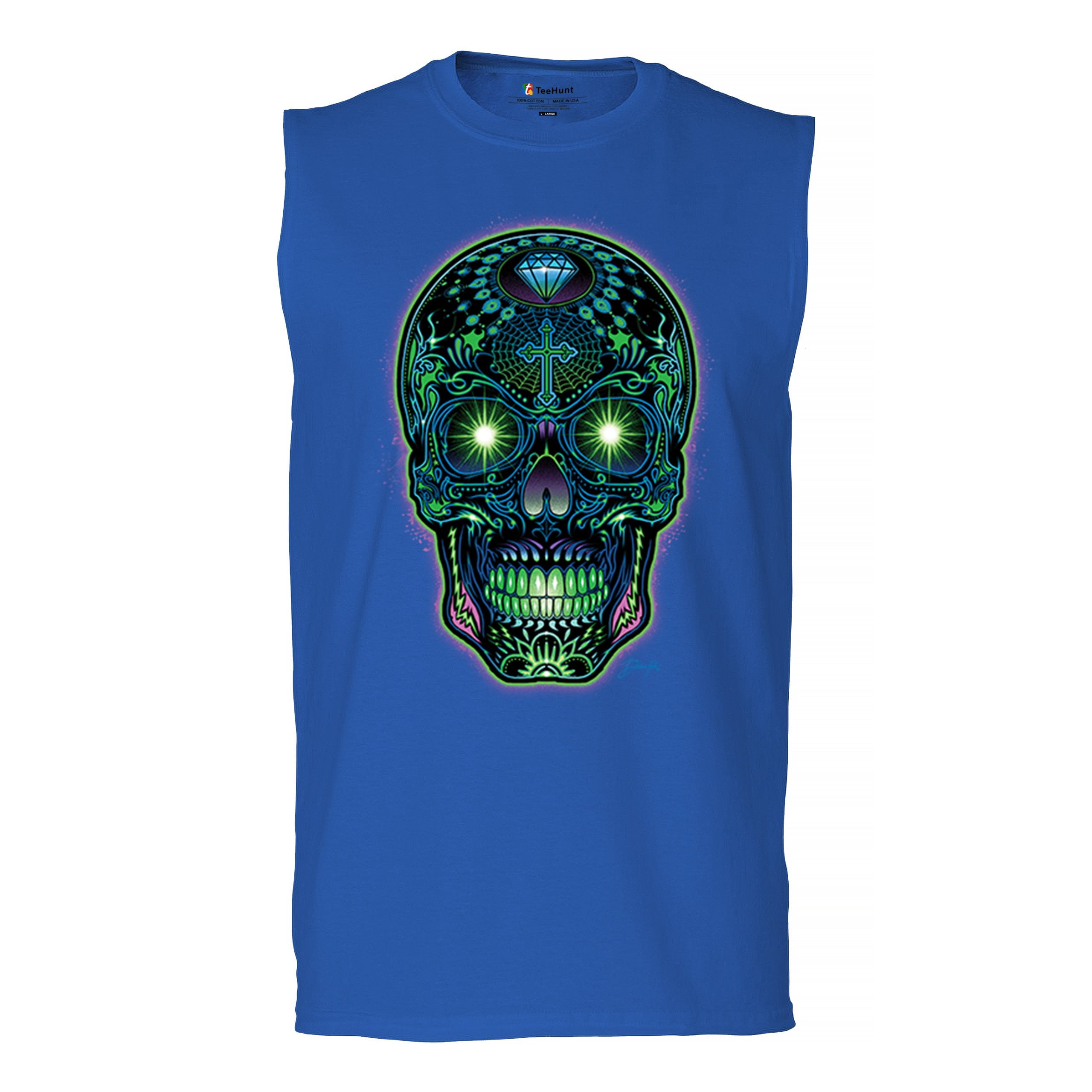 Bright Sugar Skull Muscle Shirt Dia de Los Muertos Colorful Neon Day of ...